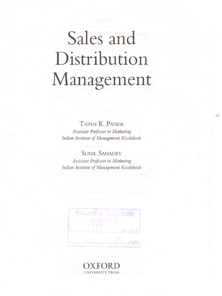 Chapter 1 - Tapan Panda Sales and Distribution Management | PDF | Sales | Retail