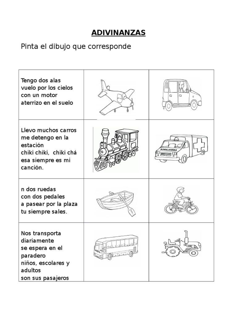 Guia de Adivinanzas de Medios de Transporte | PDF | Aviación | Transporte