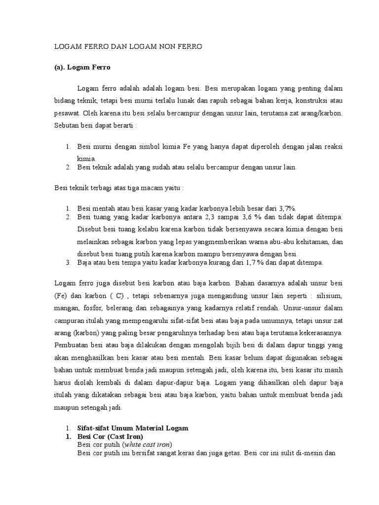 Logam Ferro Dan Logam Non Ferro | PDF
