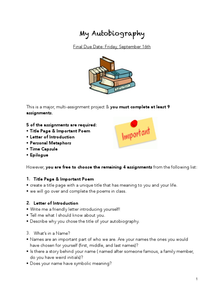 Autobiography Assignment - Overview | PDF | Ellipsis | Homework