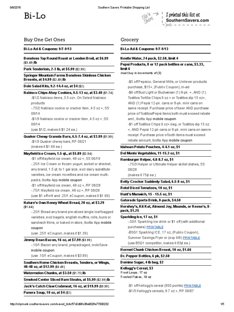 Bi Lo - Ad | PDF | Coupon | Food And Drink