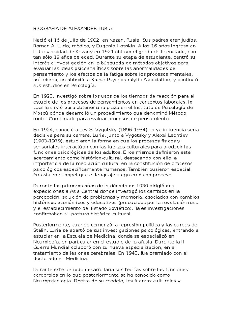 Biografia de Alexander Luria | PDF