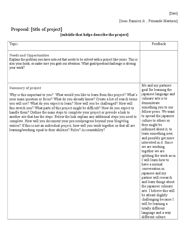 Passionprojectproposal | PDF | Goal | Learning