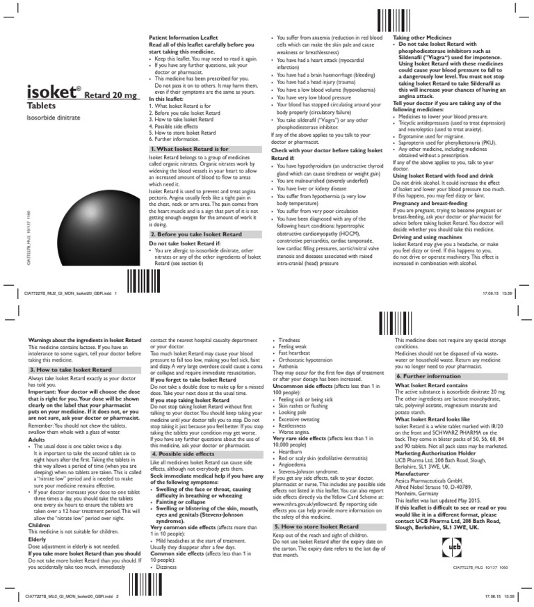 Isoket | PDF | Angina Pectoris | Heart