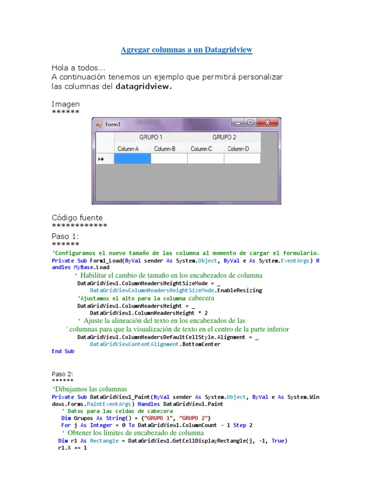 Agregar Columnas A Un Datagridview | PDF | Familias de sistemas ...