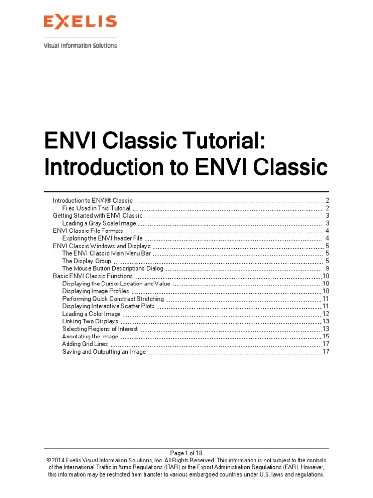 Envi Classic Tutorial Introduction 2014 Pdf Button Computing File Format