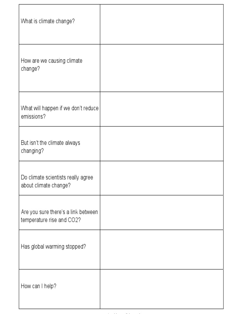 Climate Change Worksheet | PDF