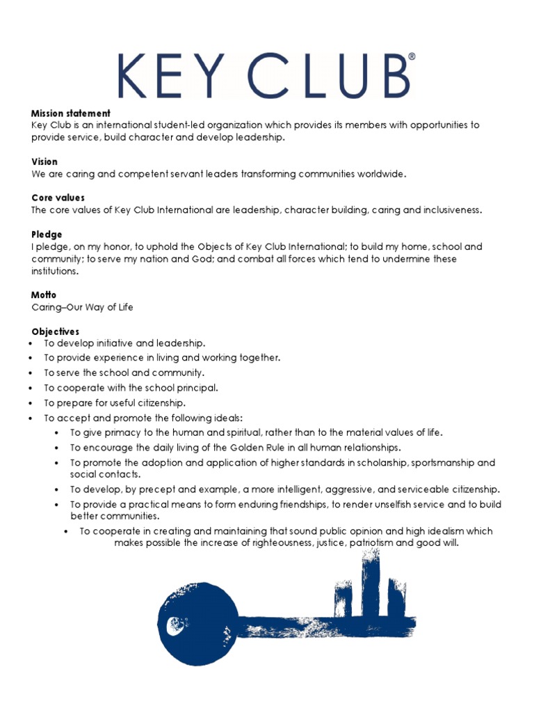 Key Club Mission and Core Values | PDF