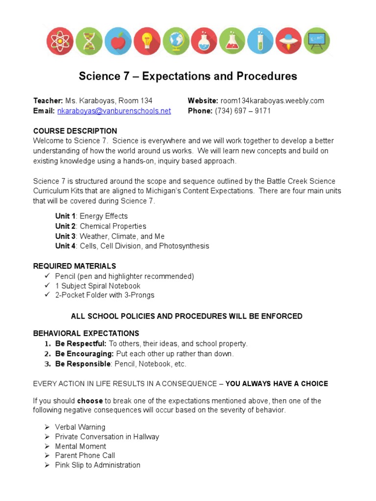 Science 7 Course Overview and Policies | PDF | Homework | Educational ...
