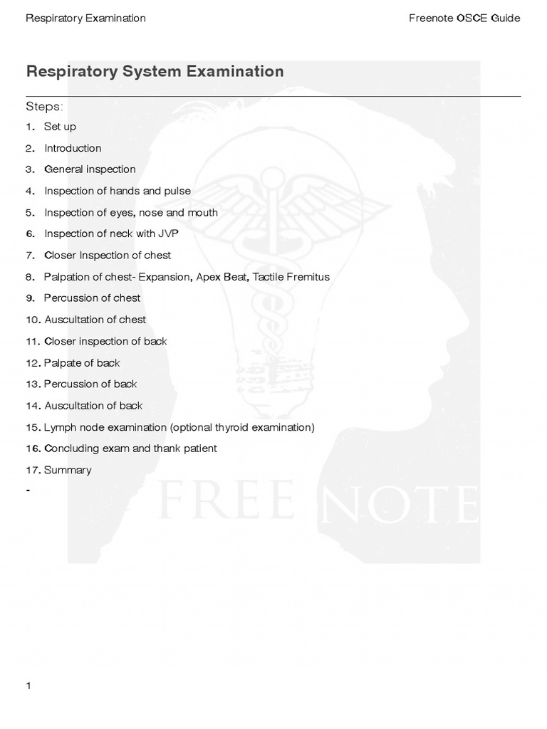 OSCE Respiratory Examination Guide | PDF | Thorax | Neck