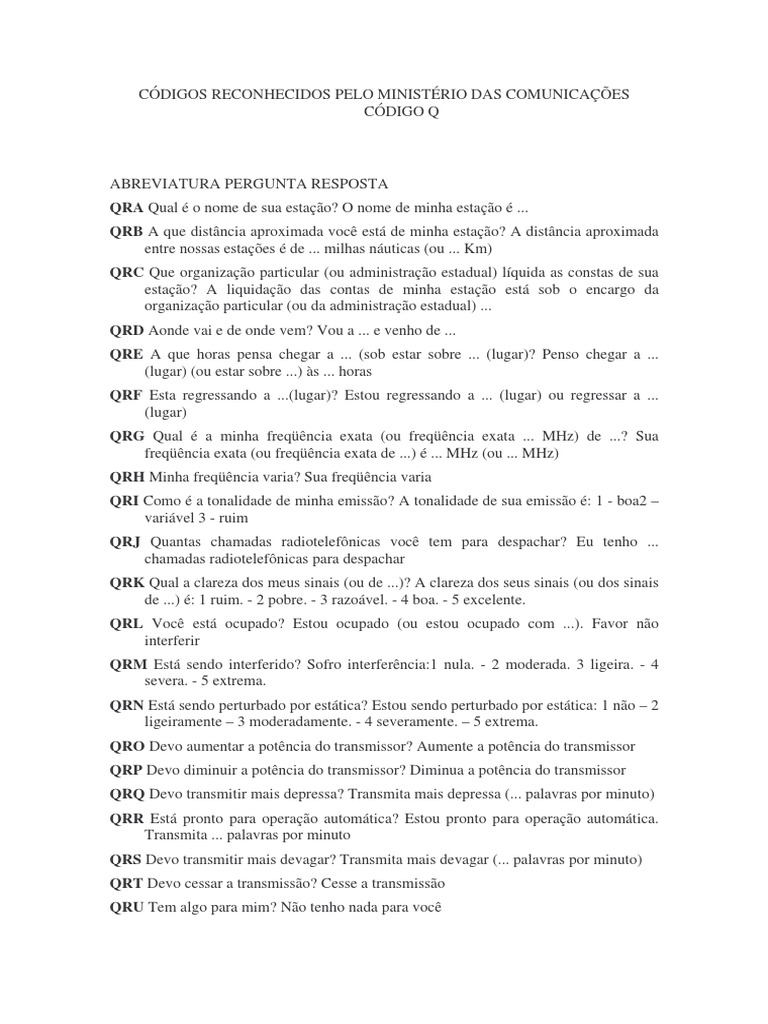Codigo Q - Completo | PDF | Longitude | Frequência