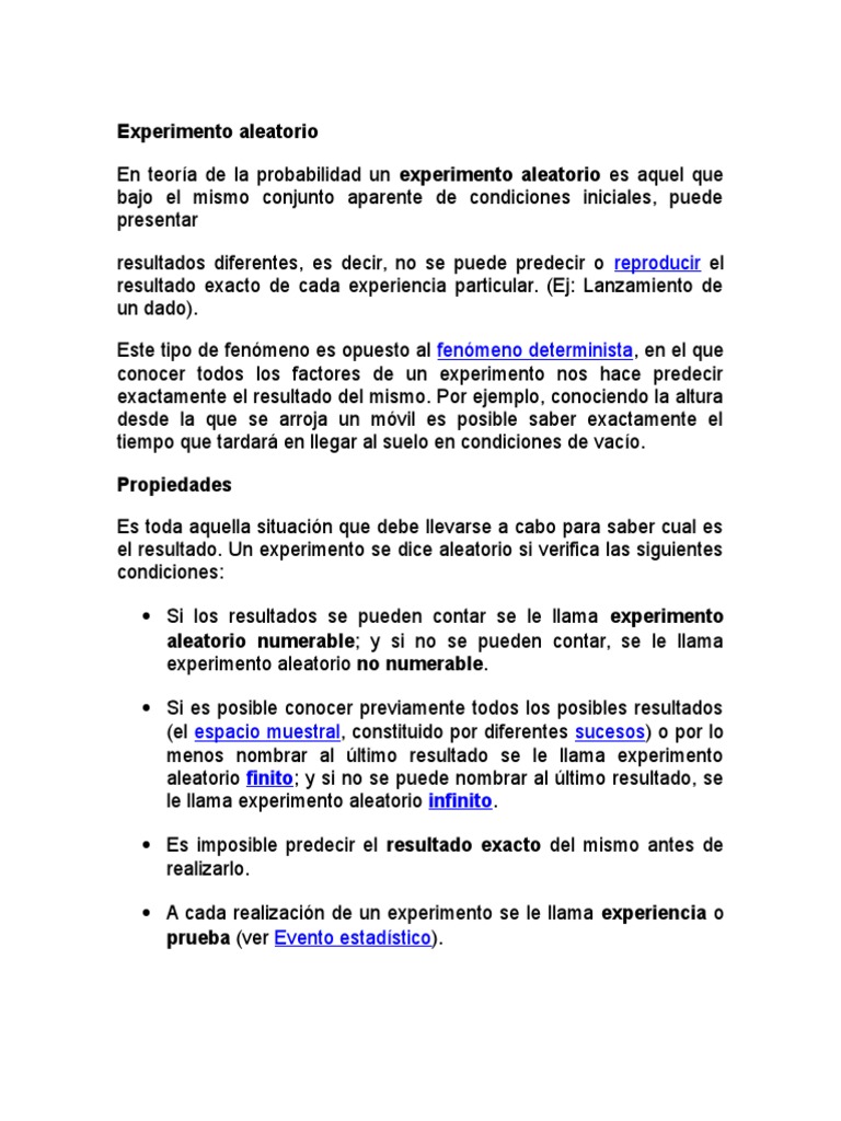 Experimento Aleatorio | PDF | Aleatoriedad | Teoría de probabilidad