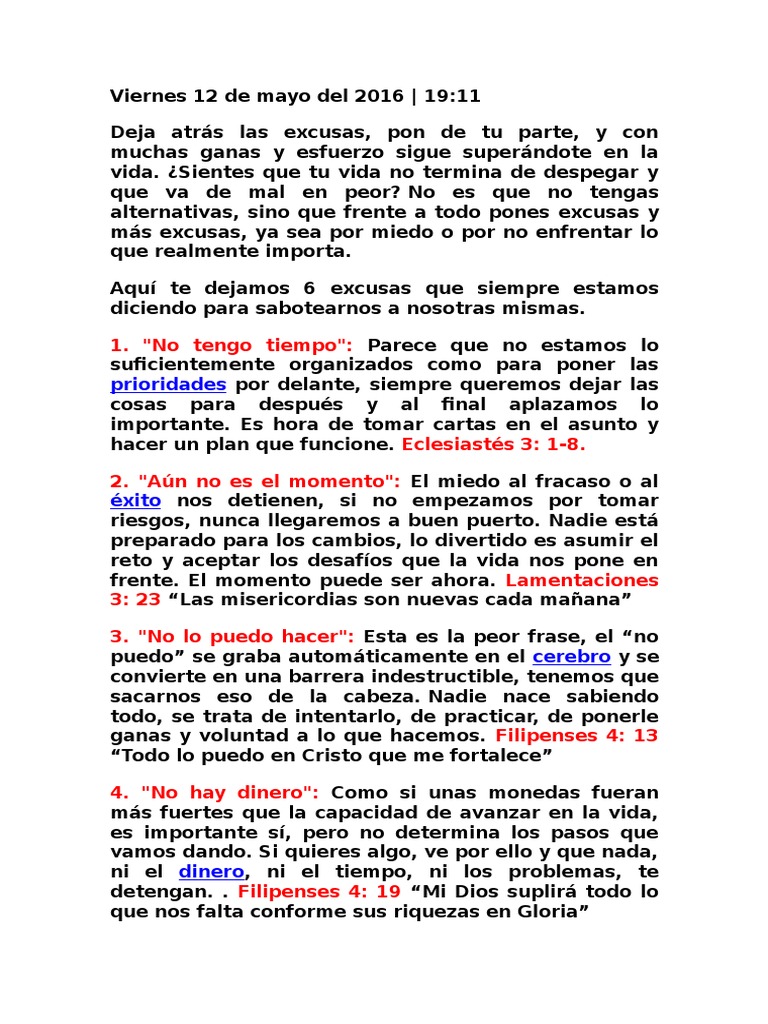 No Mas Excusas | PDF