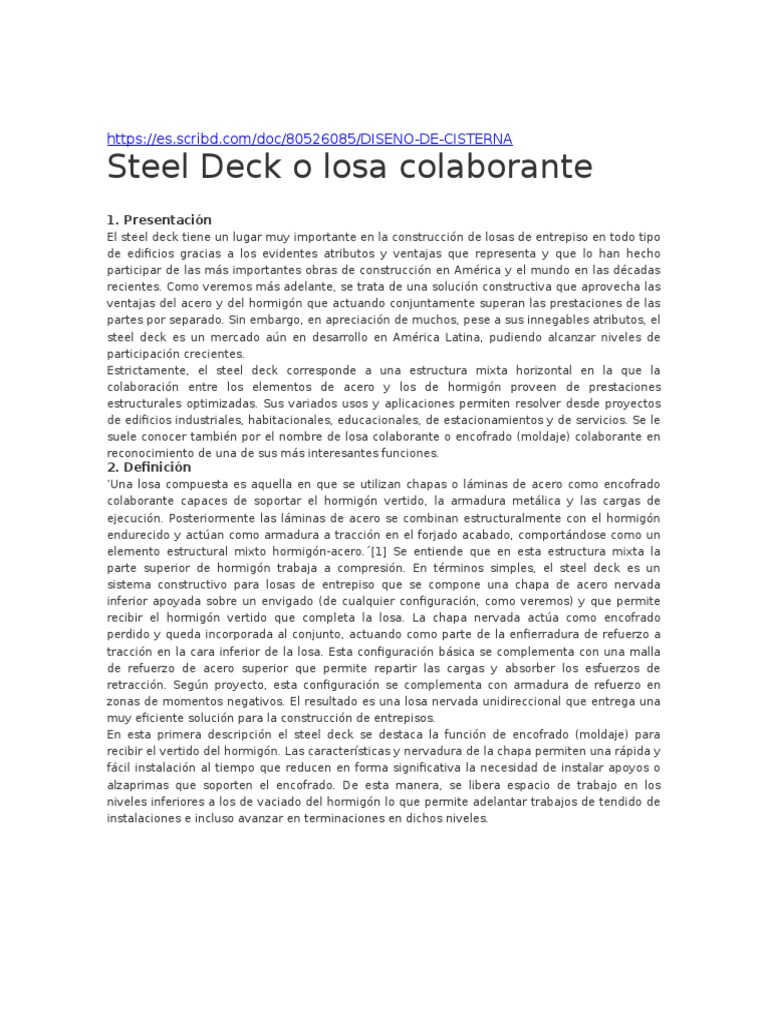Steel Deck o Losa Colaborante-1 | PDF | Hormigón | Acero