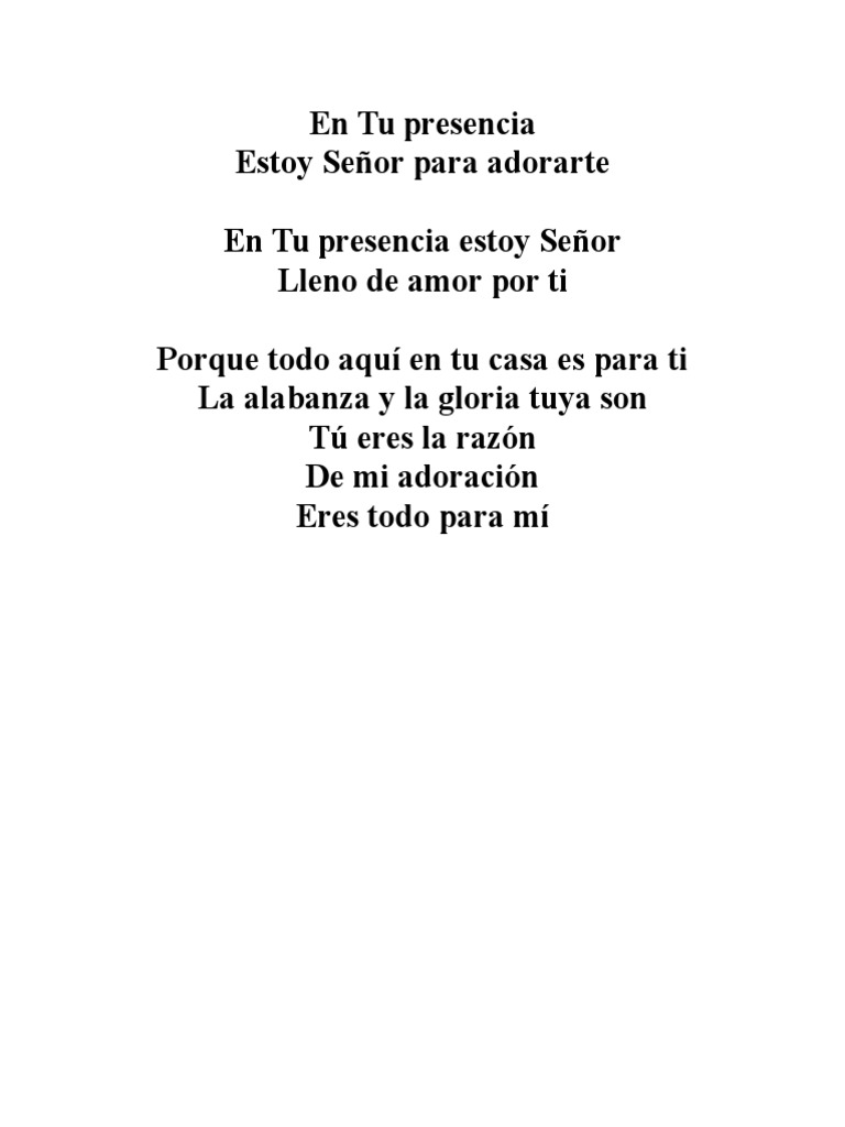 En Tu Presencia Estoy Señor Para Adorarte Letra
