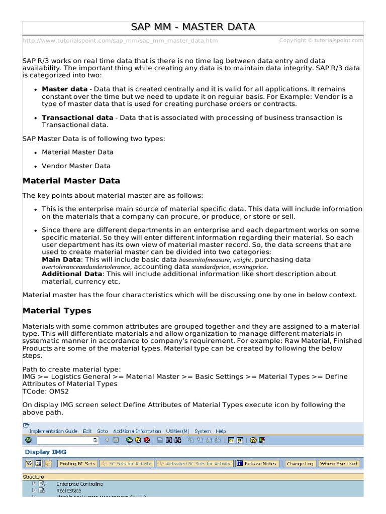 Sap MM Master Data | PDF | Icon (Computing) | Sap Se