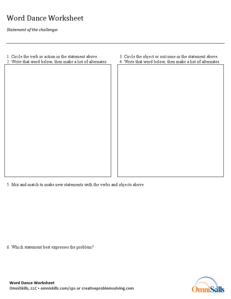 CPS Tools: Word Dance Worksheet | PDF | Cognition | Cognitive Science