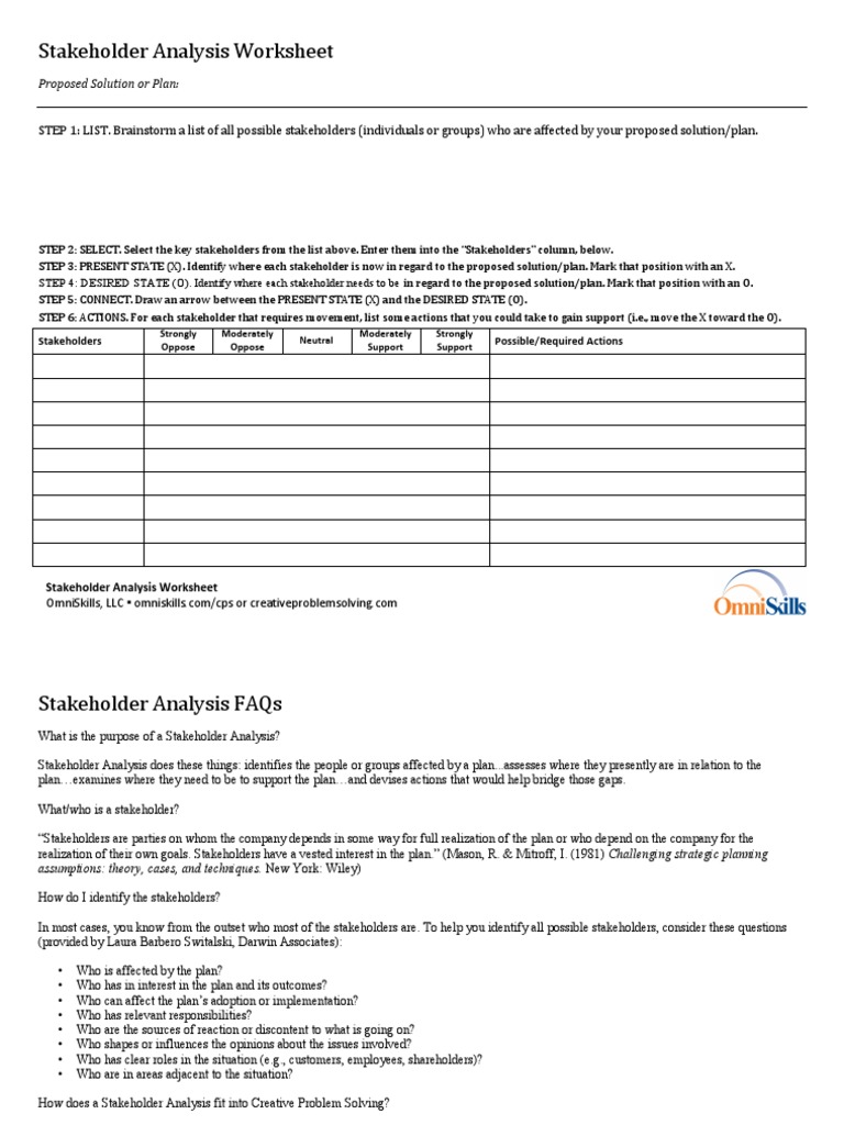 CPS Tools: Stakeholder Analysis Worksheet | Download Free PDF ...