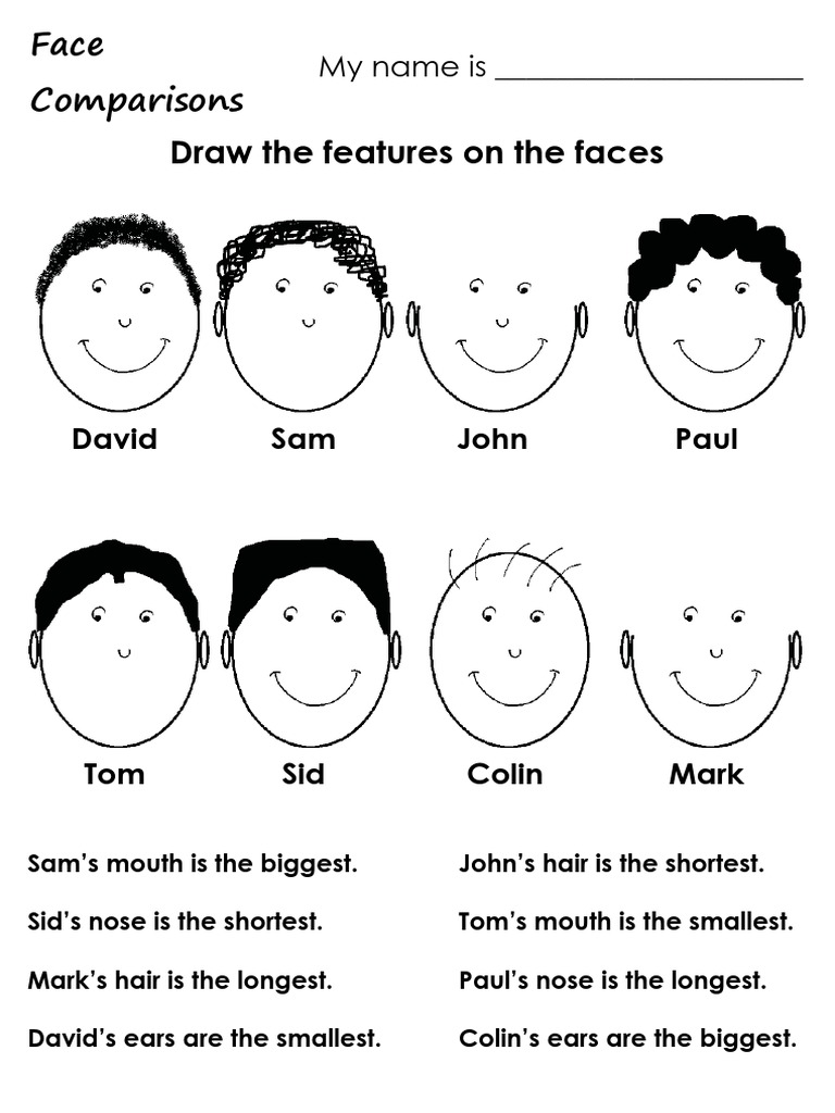Face Comparisons Draw The Features On The Faces: My Name Is | PDF