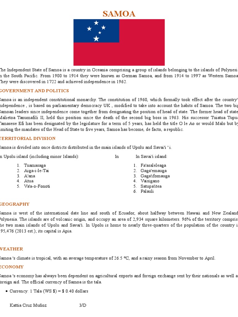 Samoa: Government and Politics | PDF | Samoa | Sports