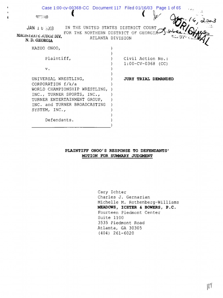 117 Onoo Response To Summary Judgment | PDF | Summary Judgment ...