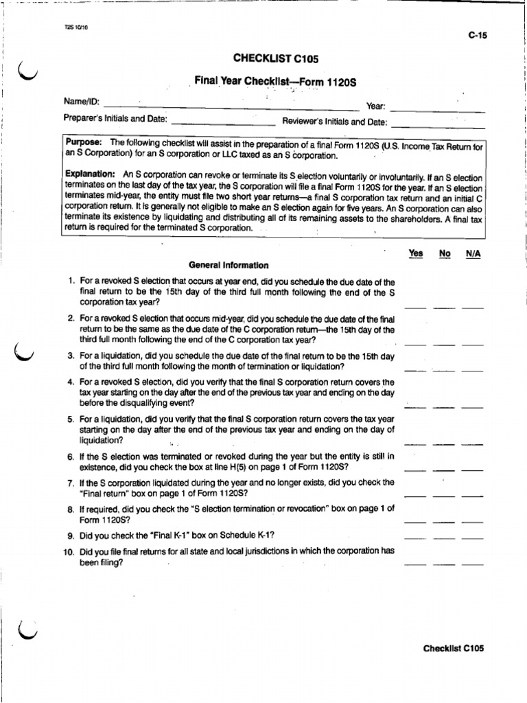 C105-Final Year Checklist PDF | PDF