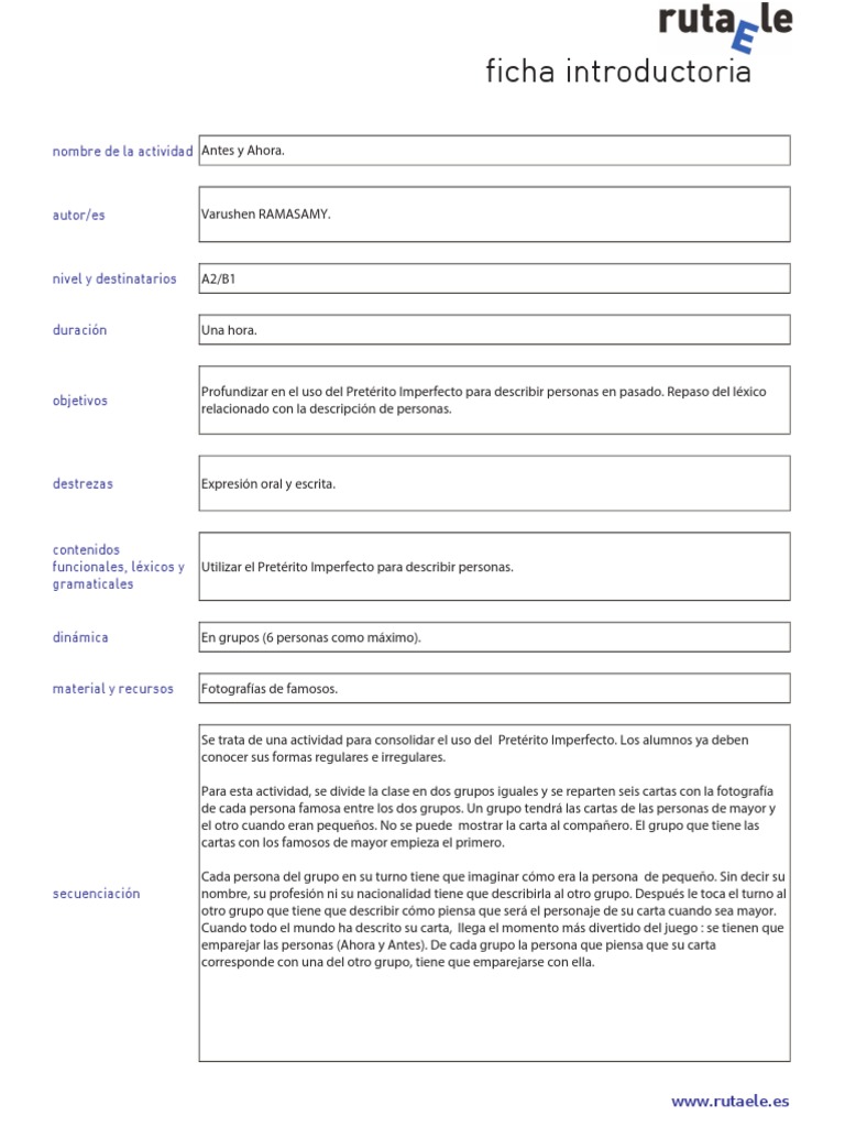 R3 COMECOCOS Preterito-Imperfecto Antes-Y-Ahora VR A2B1 PDF | PDF | Ocio