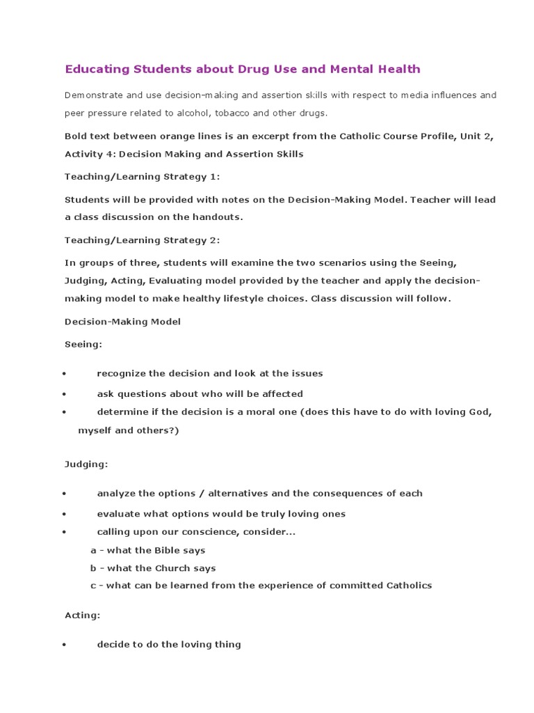 Educating Students About Drug Use and Mental Health | PDF | Substance ...