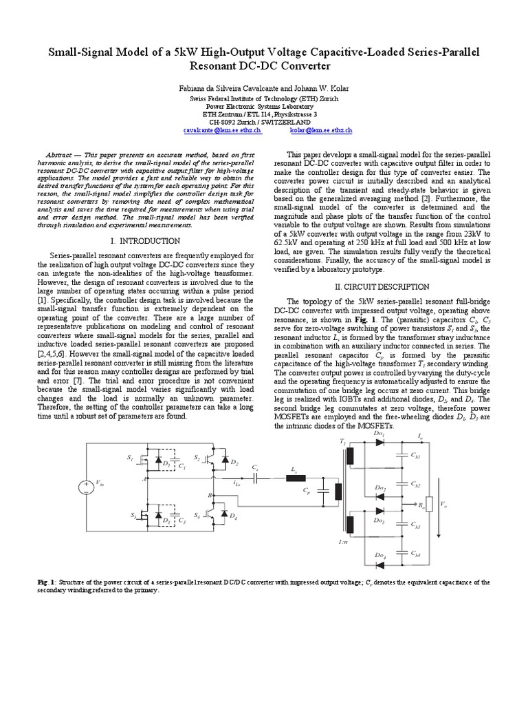 Small-Signal Model of A 5kW High-Output Voltage Capacitive-Loaded ...
