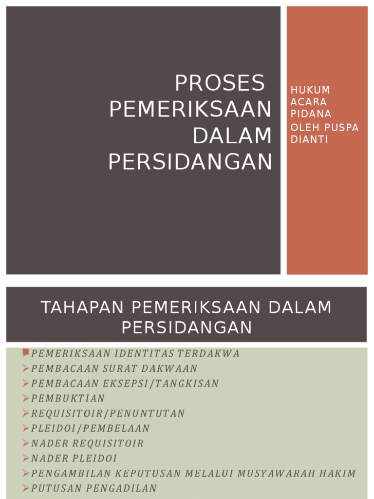 Proses Pemeriksaan Dalam Persidangan | PDF | Politik | Ilmu Sosial