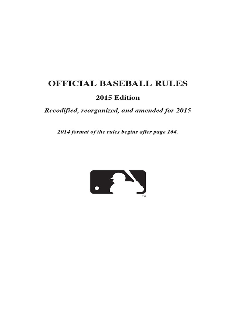 Rules of Baseball 2015 | PDF | Baseball Field | Pitcher