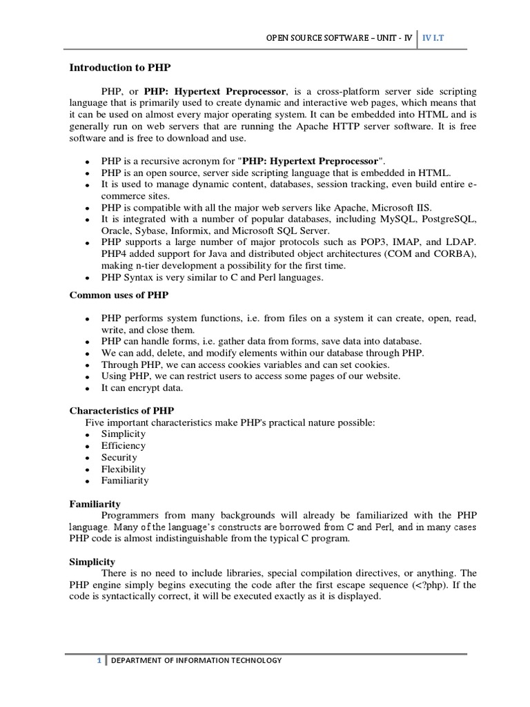 Introduction To PHP: Common Uses of PHP | PDF | Php | Control Flow