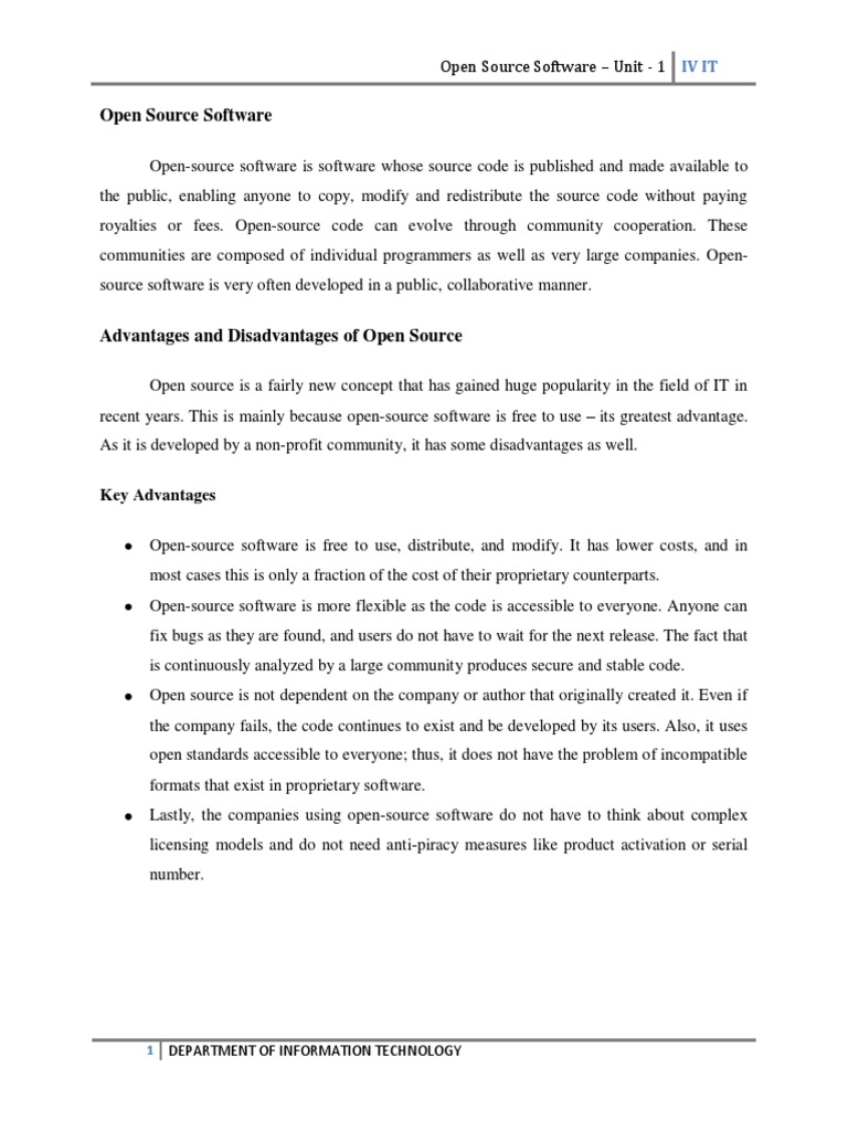 Open Source Software: Key Advantages | PDF
