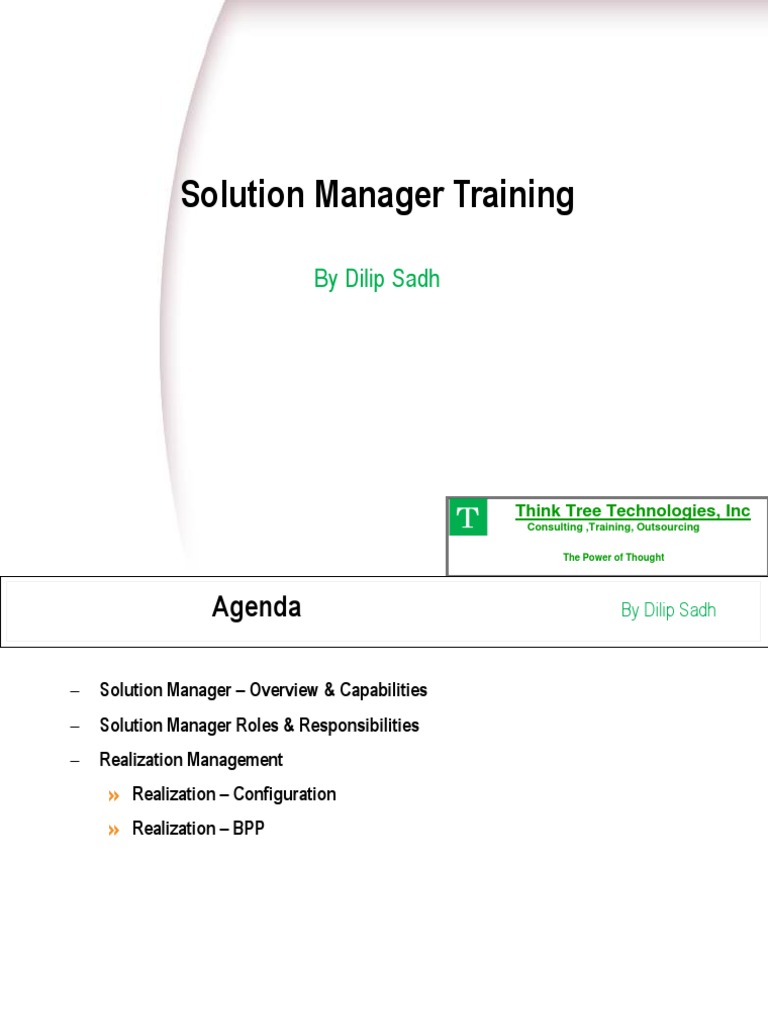 SAP Solution Manager Training Guide | PDF | Business Process | Quality Assurance