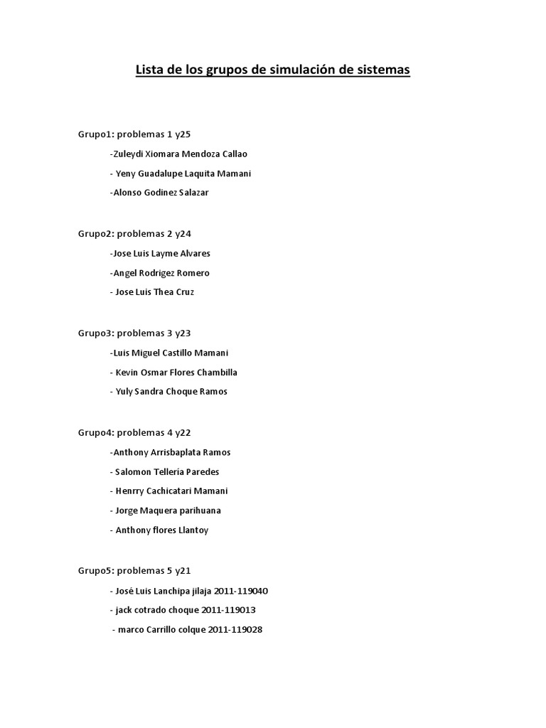 Lista de Los Grupos de Simulaci N de Sistemas | PDF | Business | Science
