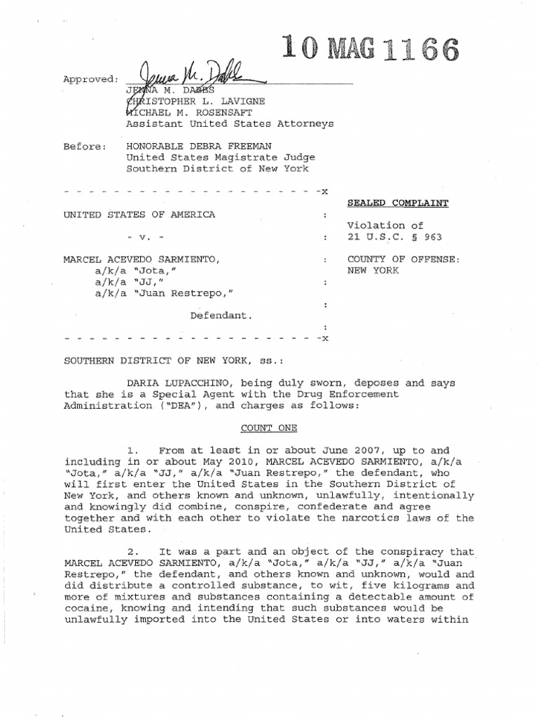 Sarmiento Marcel Acevedo Complaint | PDF | Crime & Violence | Crime ...