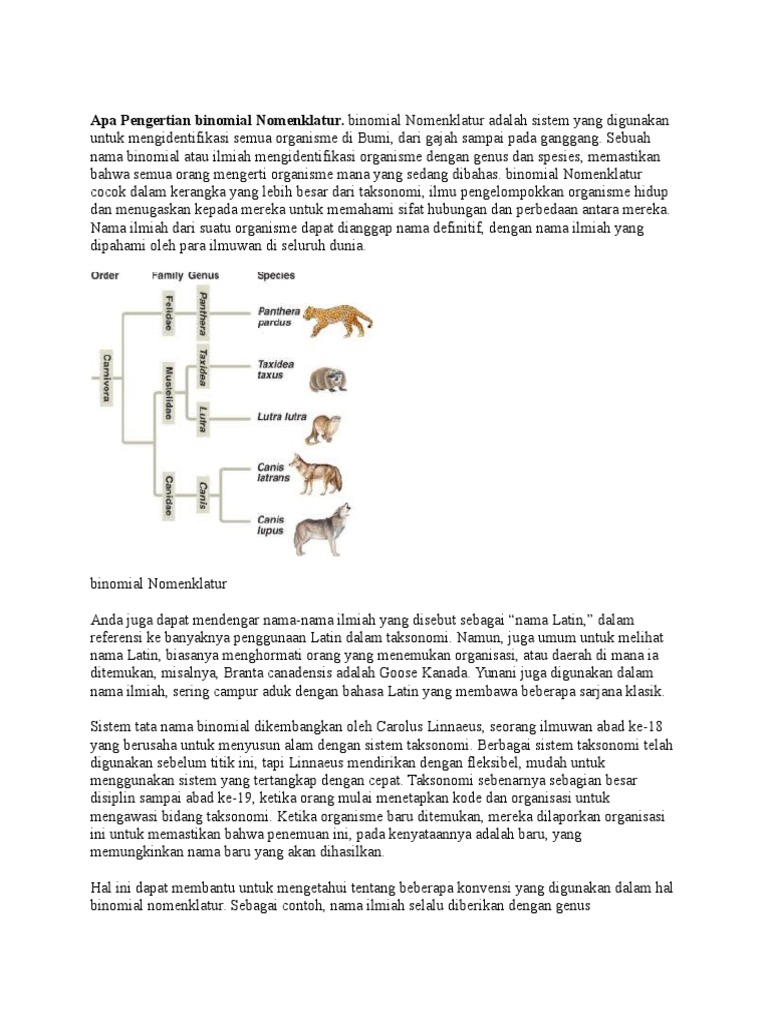 Apa Pengertian Binomial Nomenklatur | PDF | Sains & Matematika