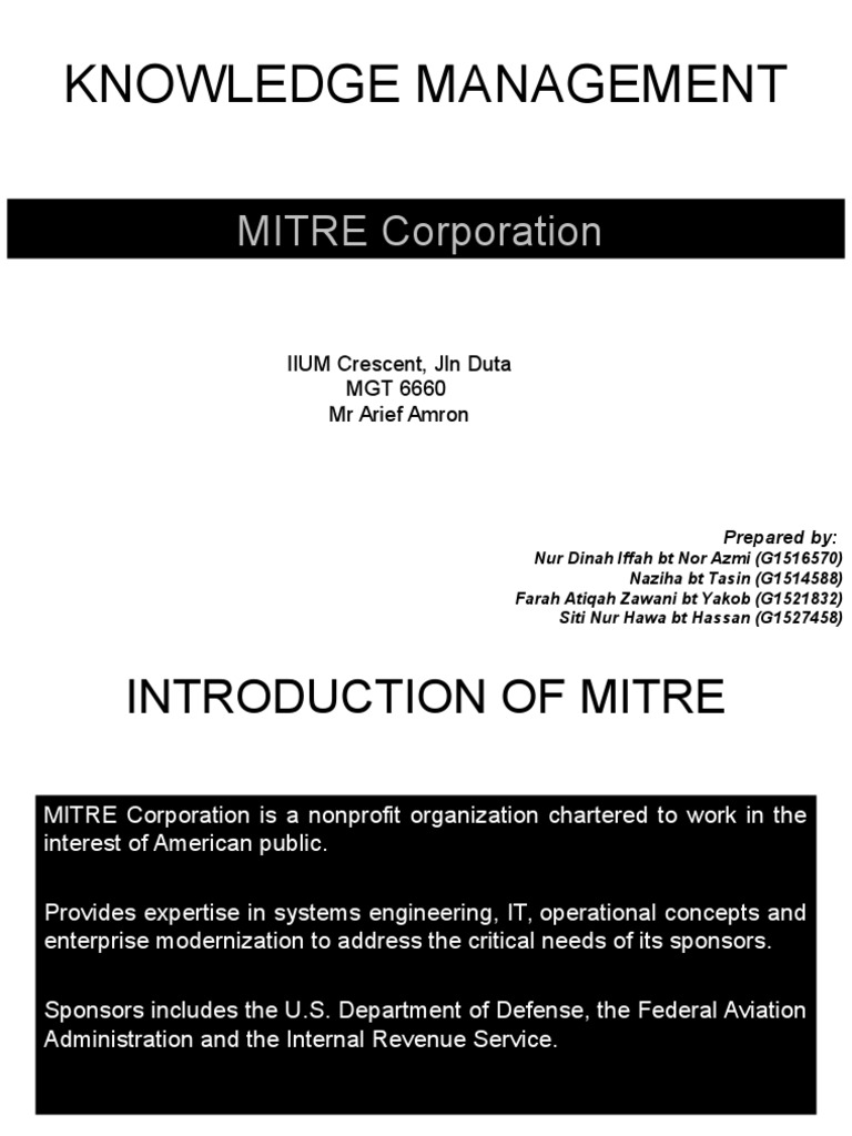 MITRE Corporation Knowledge Management Insights | PDF | Tag (Metadata ...