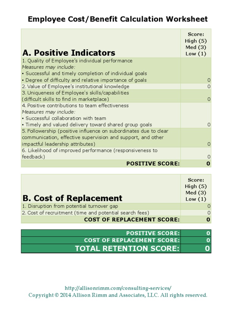 Employee Cost Benefit Worksheet | PDF | Employee Retention | Applied ...