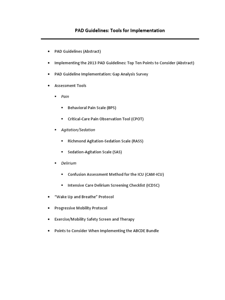 PAD Guidelines Toolkit | PDF | Intensive Care Unit | Analgesic