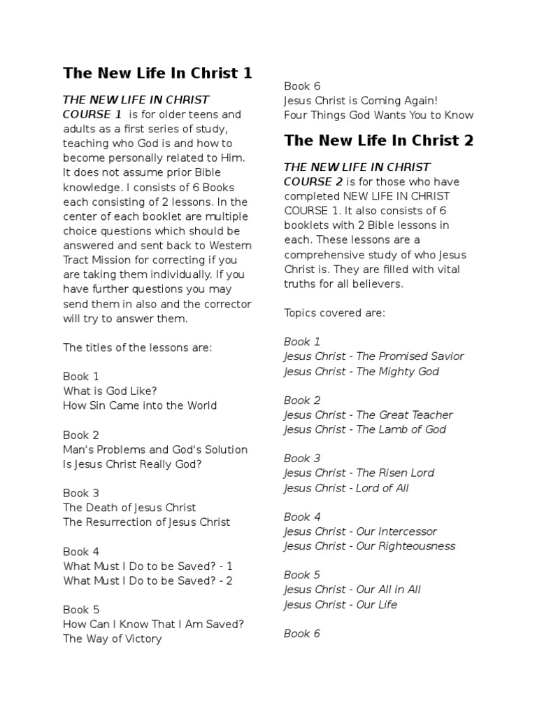 New Life in Christ Study Series | PDF