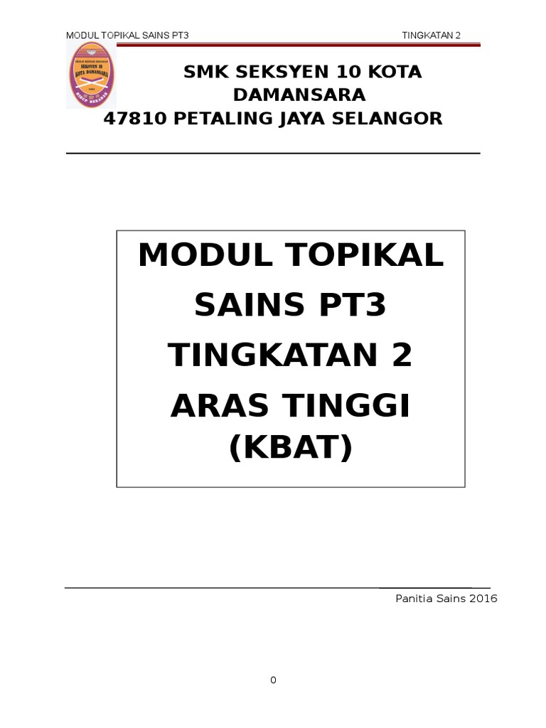 Modul Topikal Kbat Sains Tingkatan 2 2 Pdf