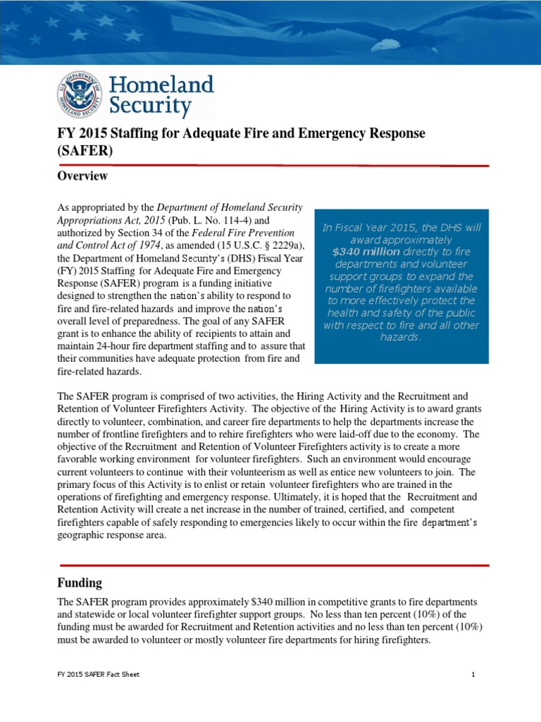 Fact Sheet On Federal SAFER Grant | PDF