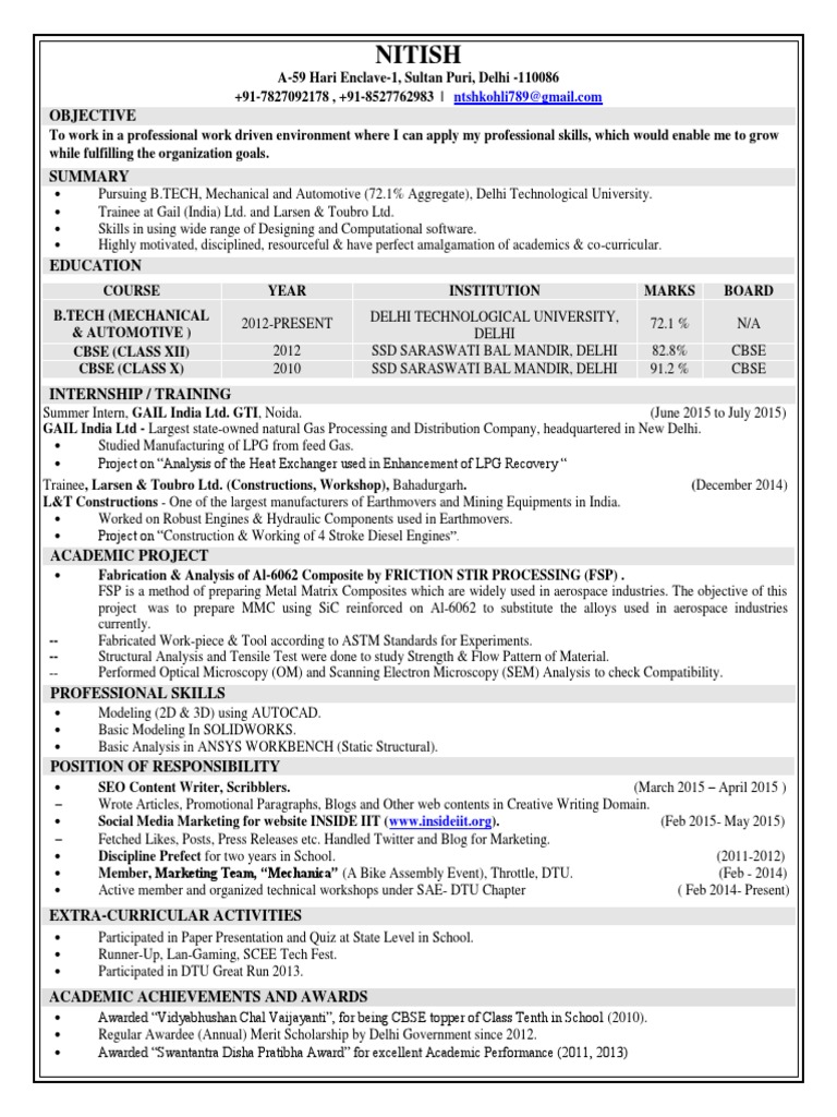 Nitish Resume | PDF | Science | Engineering