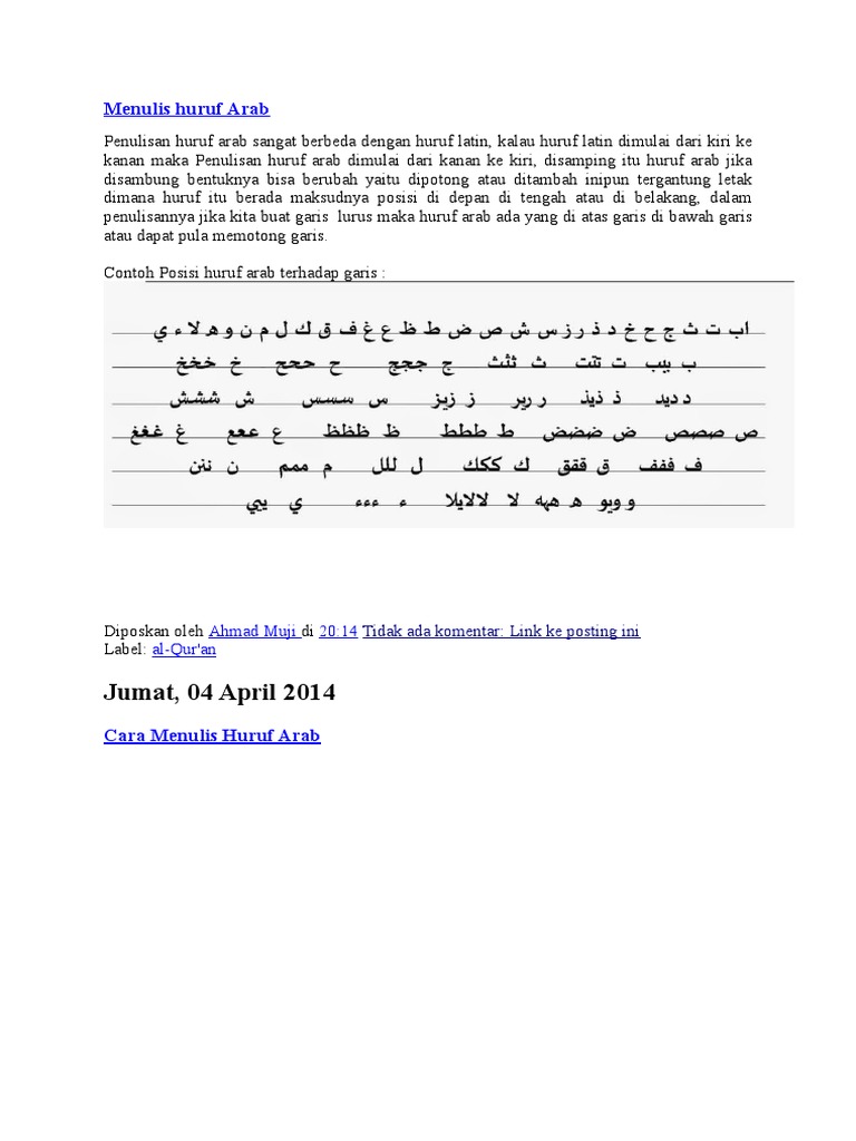 Menulis Huruf Arab | PDF
