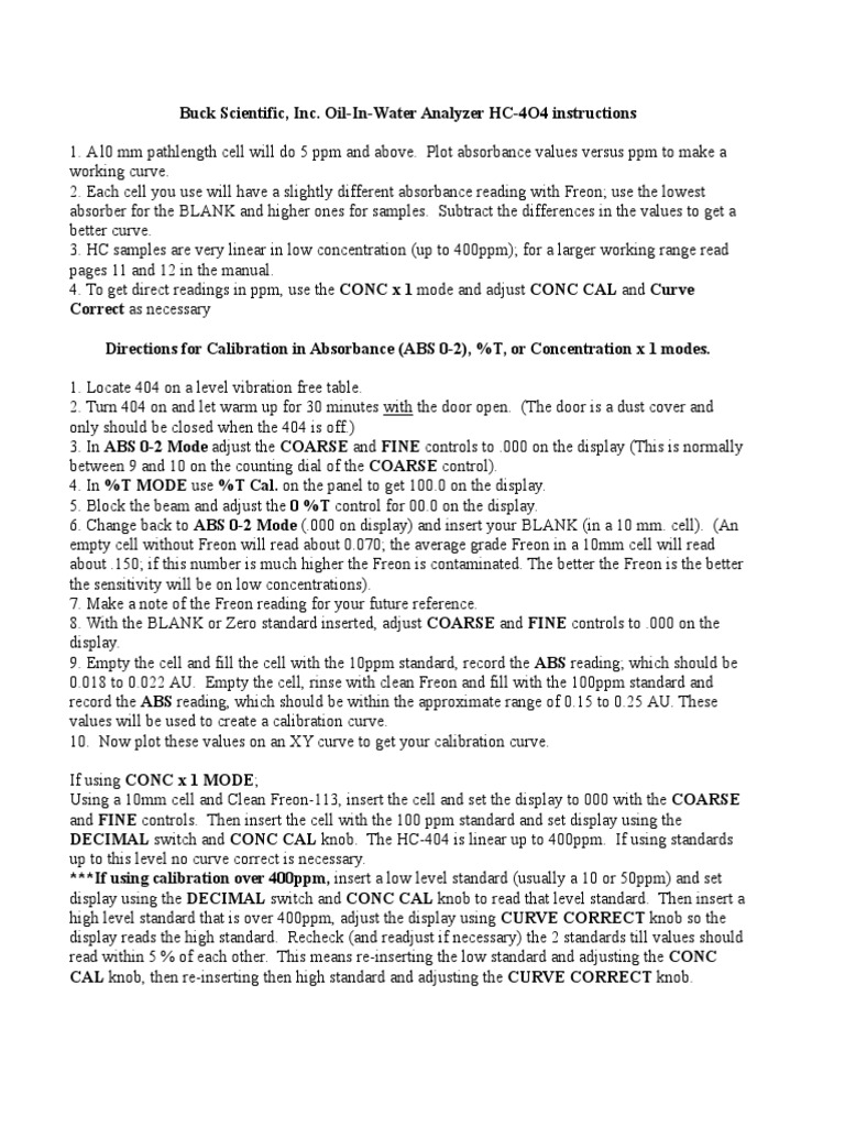 HC-404 Oil-In-Water Analyzer Guide | PDF | Absorbance | Silicon Dioxide