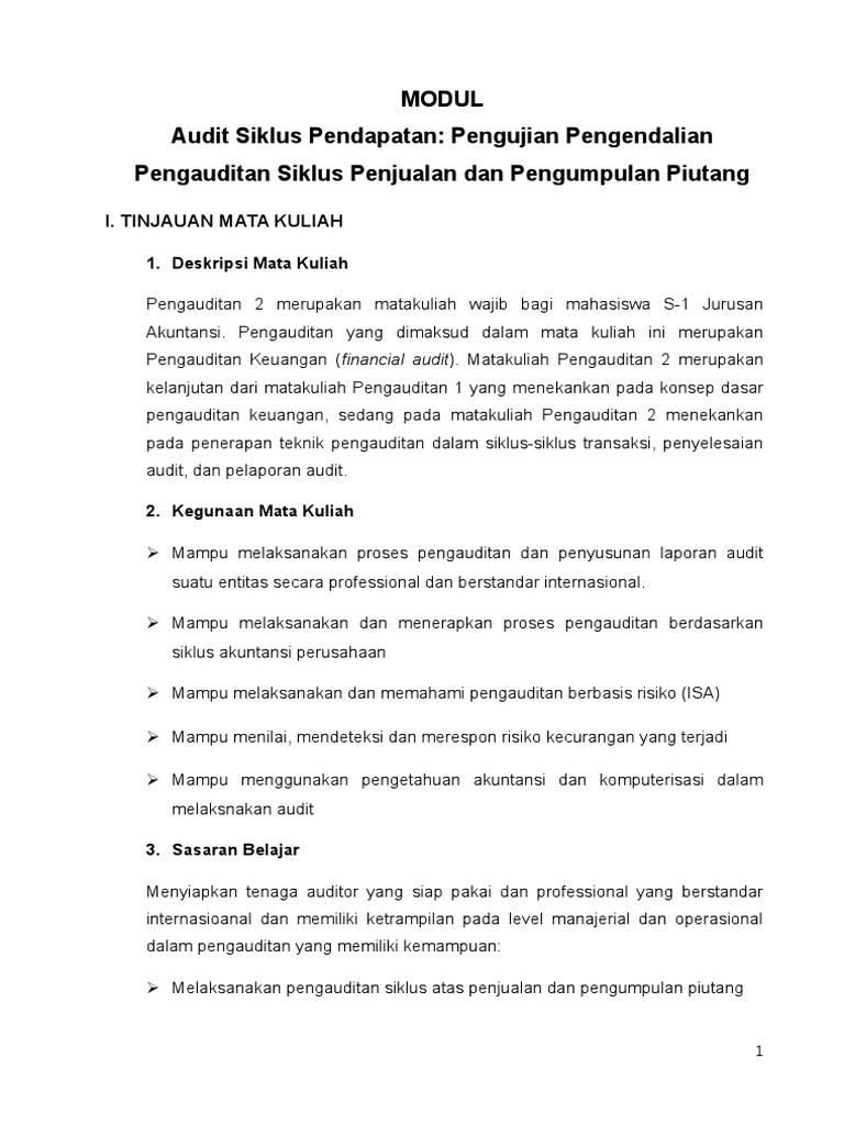 Modul Audit Siklus Pendapatan | PDF | Pengelolaan Keuangan & Uang