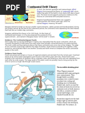 Continental Drift Theory Fossil Evidence