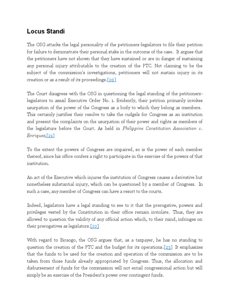 Locus Standi.docx | Standing (Law) | Lawsuit