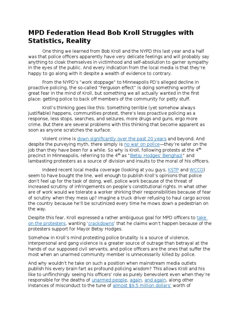 Kroll's Misguided Views on Policing | PDF | Police | Law Enforcement